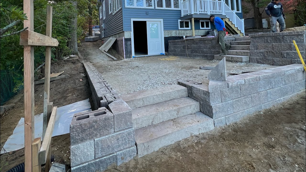 Installing Paver Patio and Retaining walls with steps are easy Start to ...