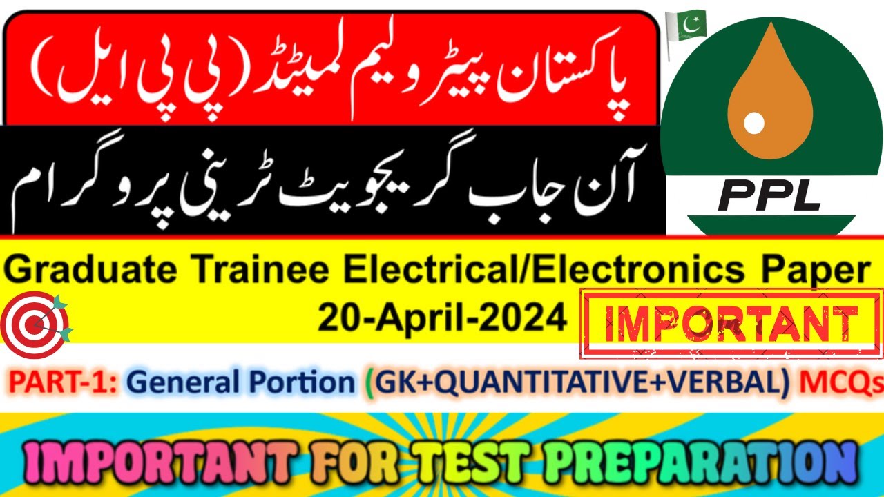 🔴PPL GRADUATE TRAINEE ELECTRICAL/ELECTRONICS PAPER 20-April-2024 II 🅿🅰 ...