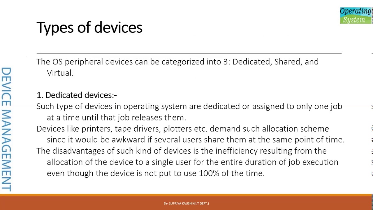 Lecture-2 BCA-4sem Unit 4 Device Management, By Supriya kaushik ...