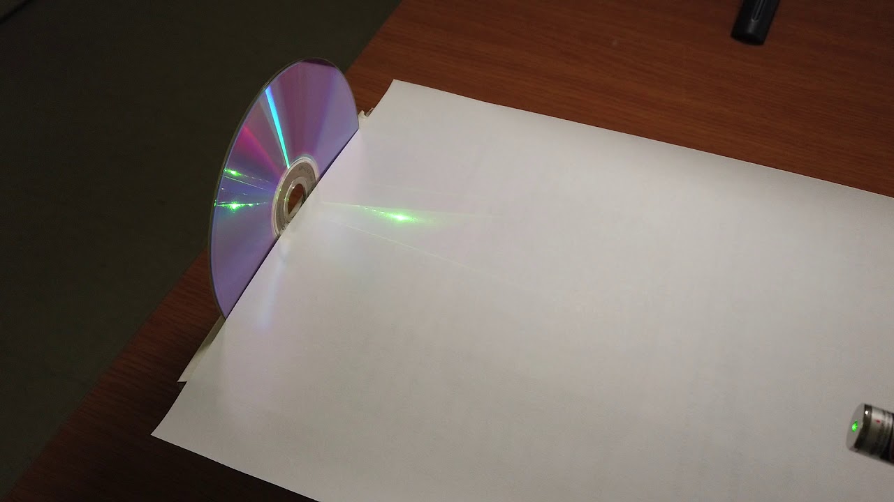 diffraction of green laser on dvd - YouTube