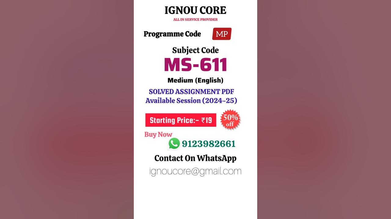 MS 611 Solved Assignment PDF 2024-25 in English, MP program MS-611 Solved assignments - YouTube