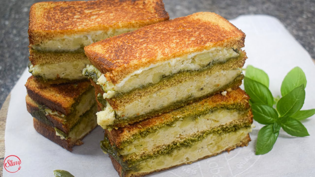 Walnut Pesto & Mashed Potato Sandwich | Creamy and Cheesy Pesto Potato ...