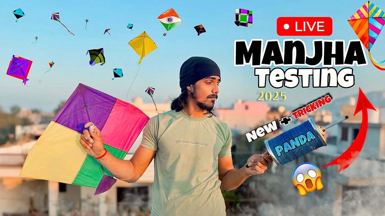 Live Testing Manjha🔥 | 5 Reel Panda Manjha 🐼 | kite Cutting Tricking 😱 ...