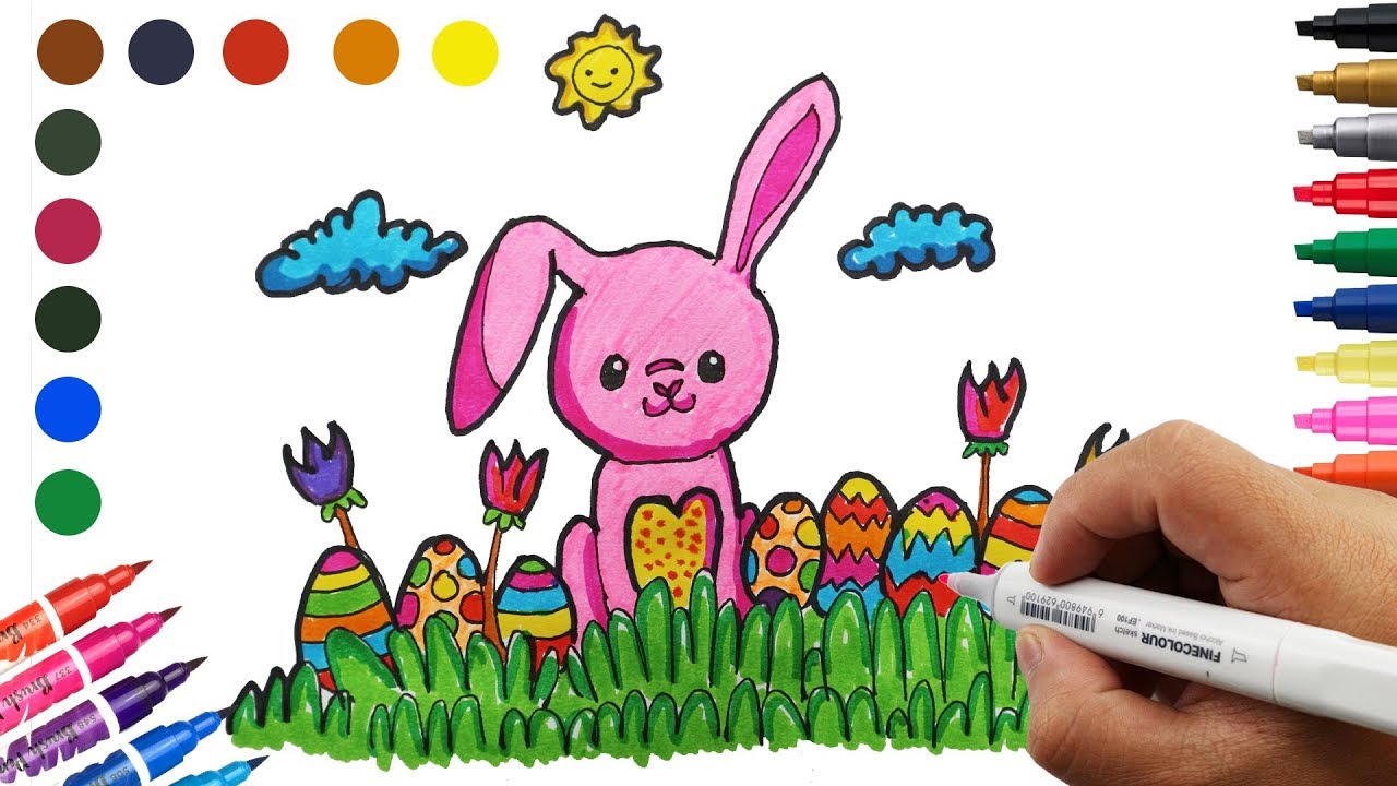 How To Draw The Cutest Easter Bunny and Easter Egg Step by Step ...