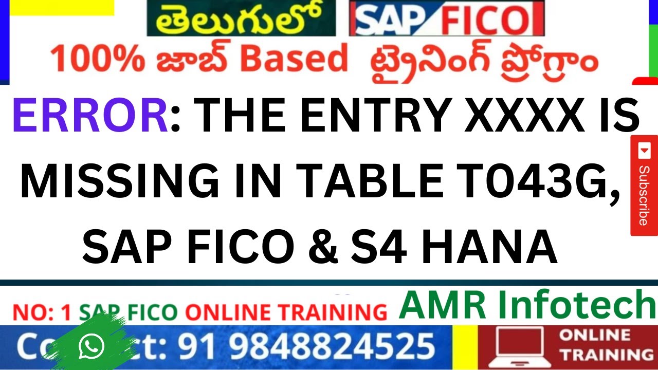 ERROR: THE ENTRY XXXX IS MISSING IN TABLE T043G, SAP FICO S4 HANA ...