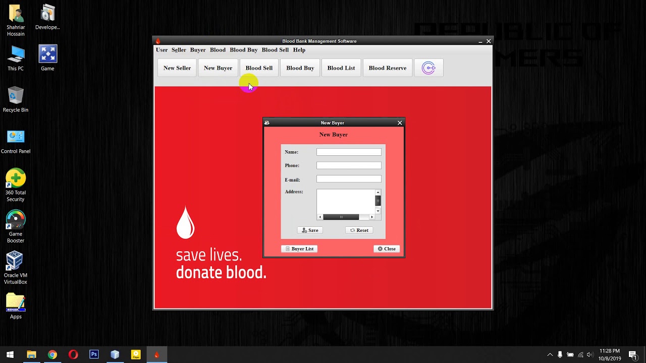 Blood Bank Management System Desktop Software - YouTube