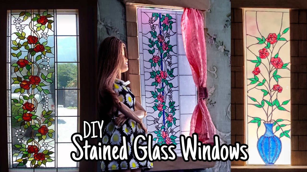 How to make stained glass windows for dolls | diy doll house windows ...