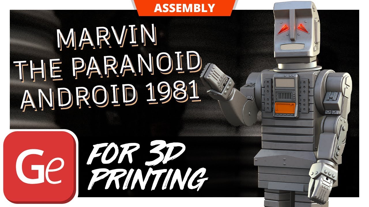 Marvin The Paranoid Android 1981 3D Printing Model | Assembly by ...