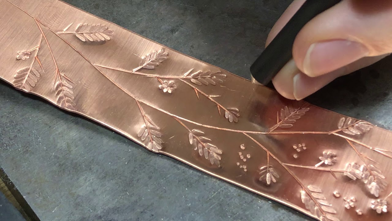 Hand Stamping Botanicals On Copper Sheet for Bookmark Part 3 - YouTube