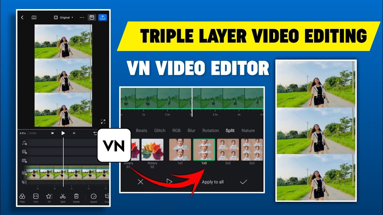 Triple Layer Video Editing In VN App | How To Create 3 Layer Video In ...