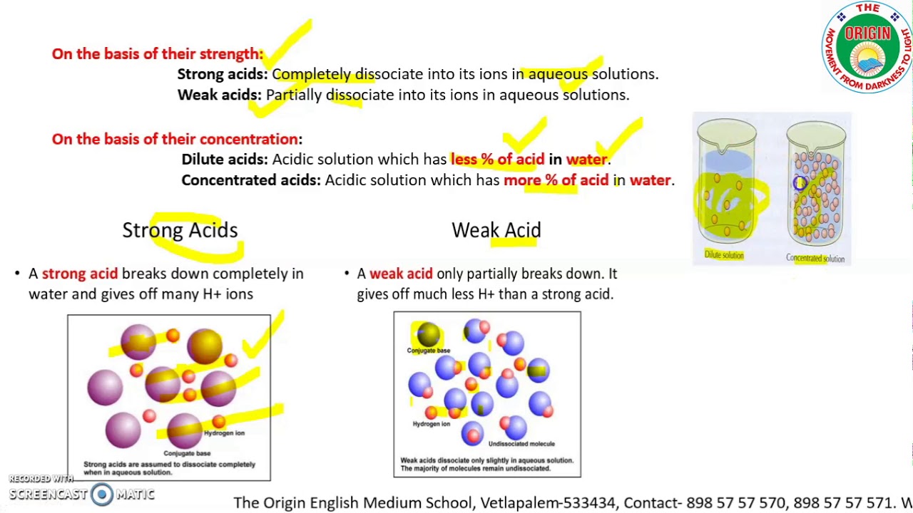 Acids, How dissociation taking place when acid present in water - YouTube