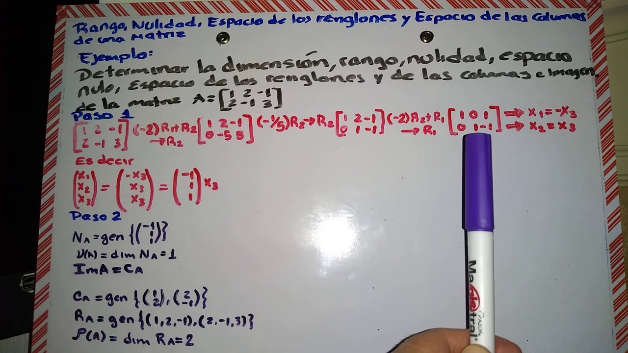 Rango, espacio nulo, nulidad, imagen, espacio de los renglones y ...