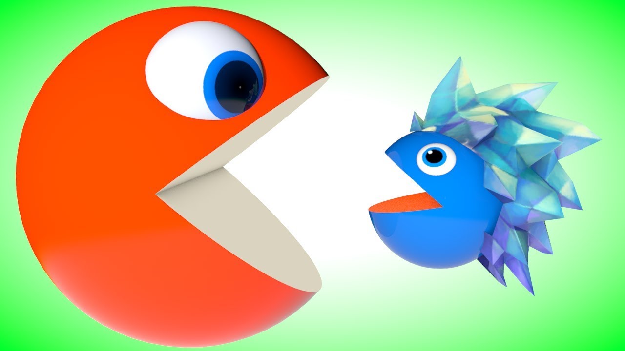 Pacman Hedgehog on farm meets a he find box travel roll around mushroom ...