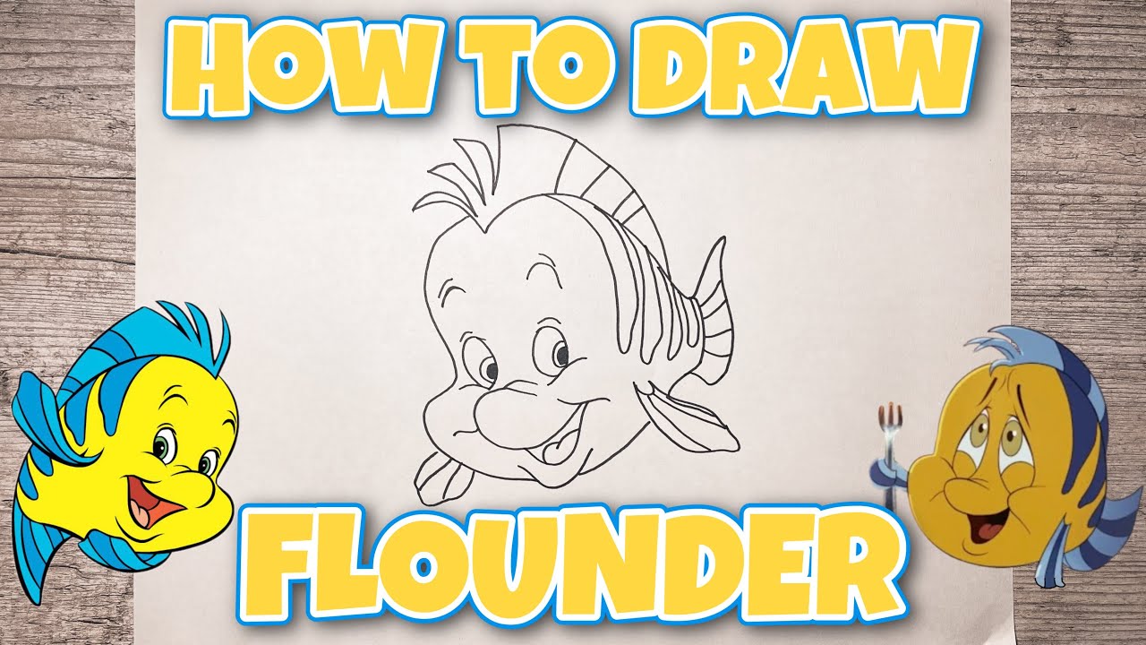 HOW TO DRAW FLOUNDER | THE LITTLE MERMAID| Easy Step-by-Step Tutorial ...