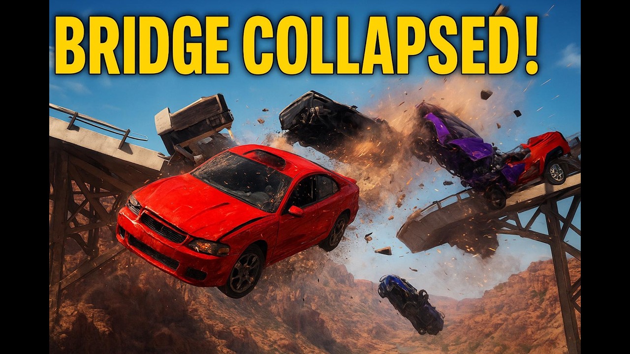 Collapsing Bridge… Total Destruction 🚗💥 - YouTube