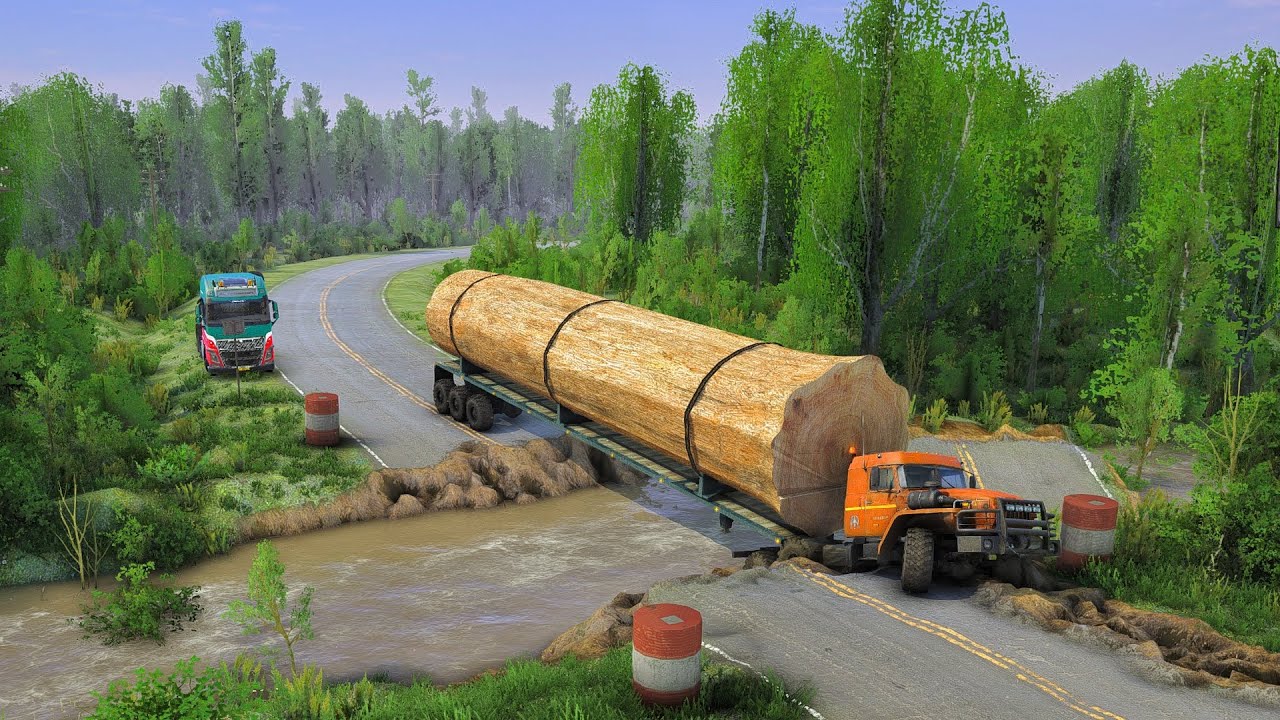 EXTREME! LOGGING TRUCKS CONQUER DANGEROUS RIVER ROUTES - YouTube