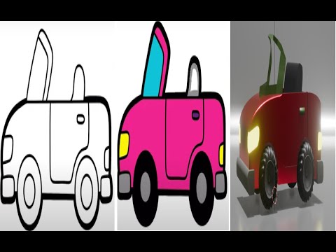 Menggambar, mewarnai, model 3 dimensi dan bongkar pasang mobil pink ...