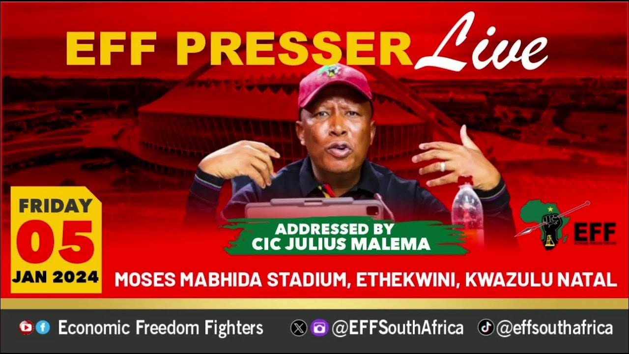 CIC Julius Malema Addresses EFF Press Conference, Moses Mabhida Stadium. - YouTube