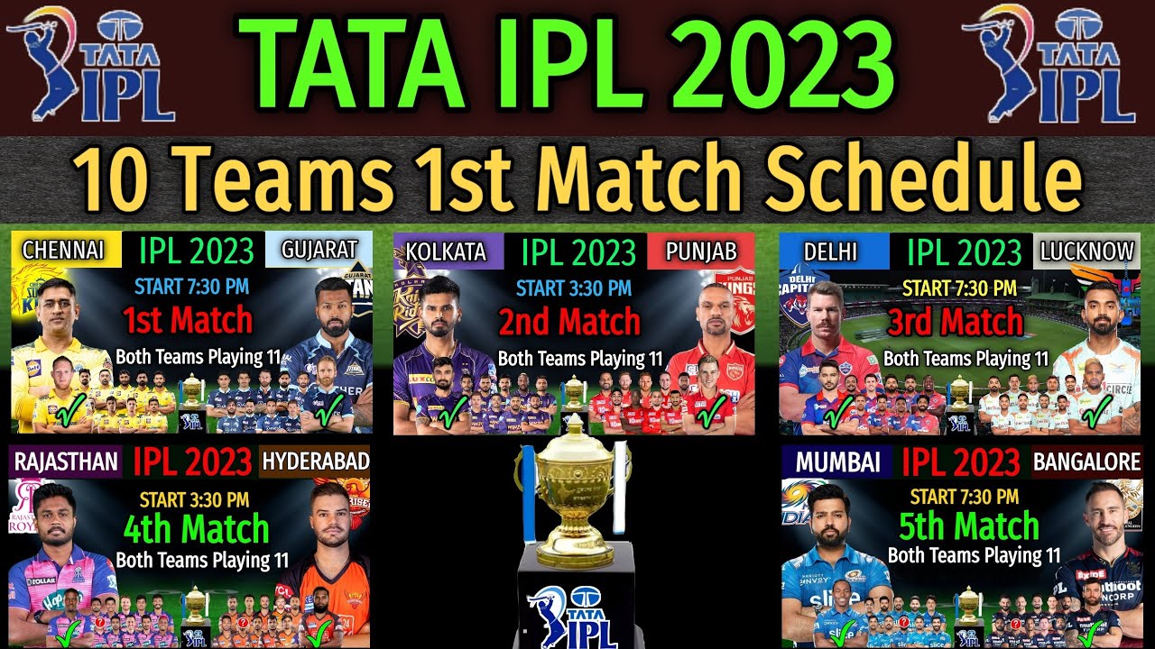 IPL 2023 All Teams 1st Match Schedule | All Teams 1st Match Date, Time ...