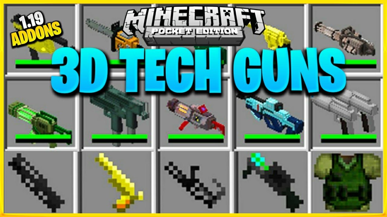 3D Tech gun mod for Minecraft pe | Mcpe 1.19 addon | ACE - YouTube