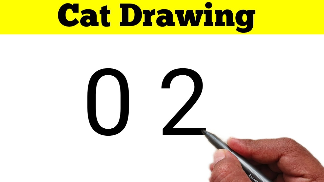 Cat Drawing From Number 02 | Learn to Draw a Cat | Number Drawing - YouTube