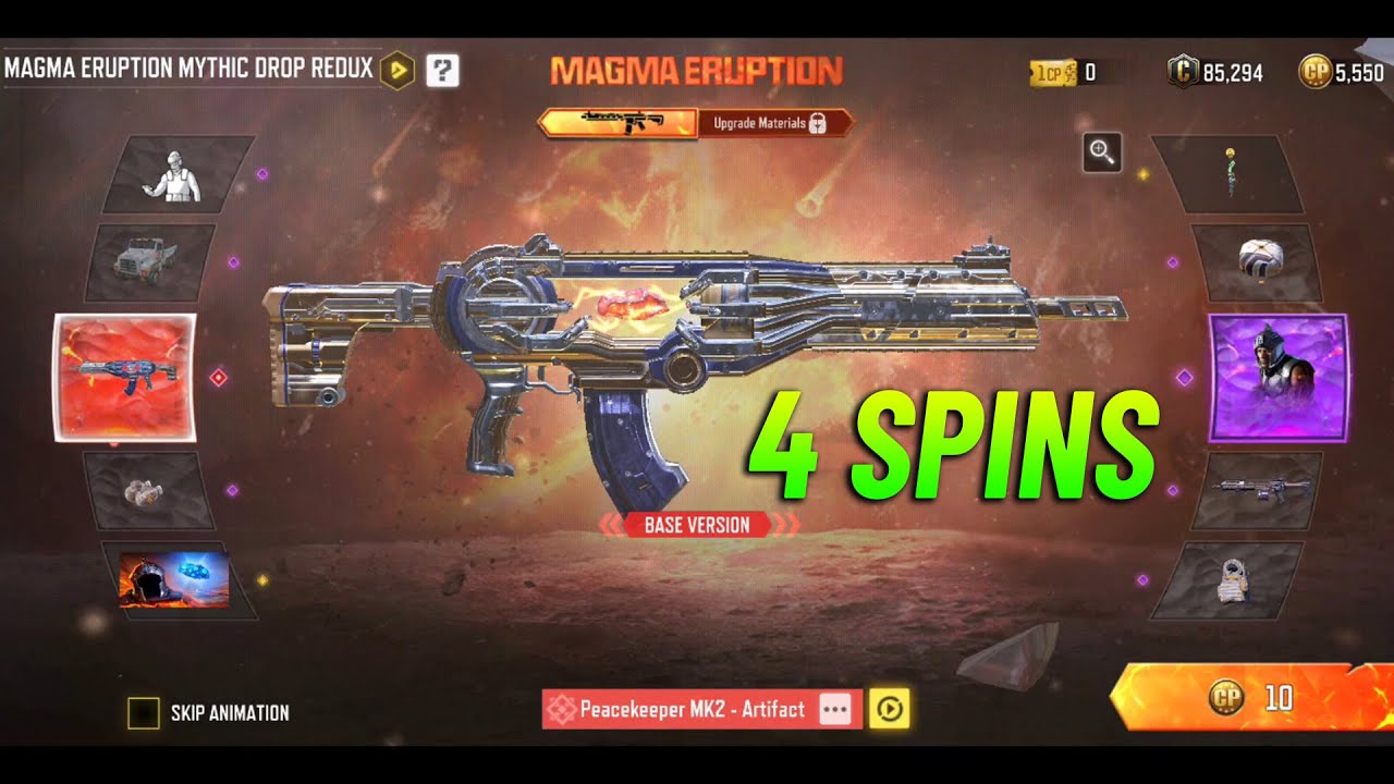4 Spins on Mythic Peacekeeper Draw CODM | Magma Eruption Redux Draw COD ...