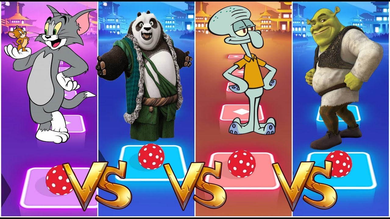 Tom and Jerry vs Panda vs Squidward Tentacles vs Shrek - Tiles Hop EDM Rush - YouTube