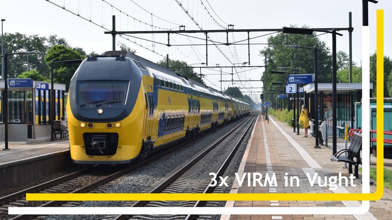 VIRM 9551, 9550 en 9554 passeren station Vught - YouTube