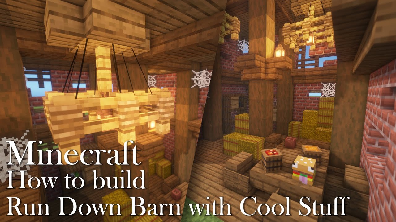 Minecraft How to Build : Run Down Barn with Cool Chandeliers and Cute ...