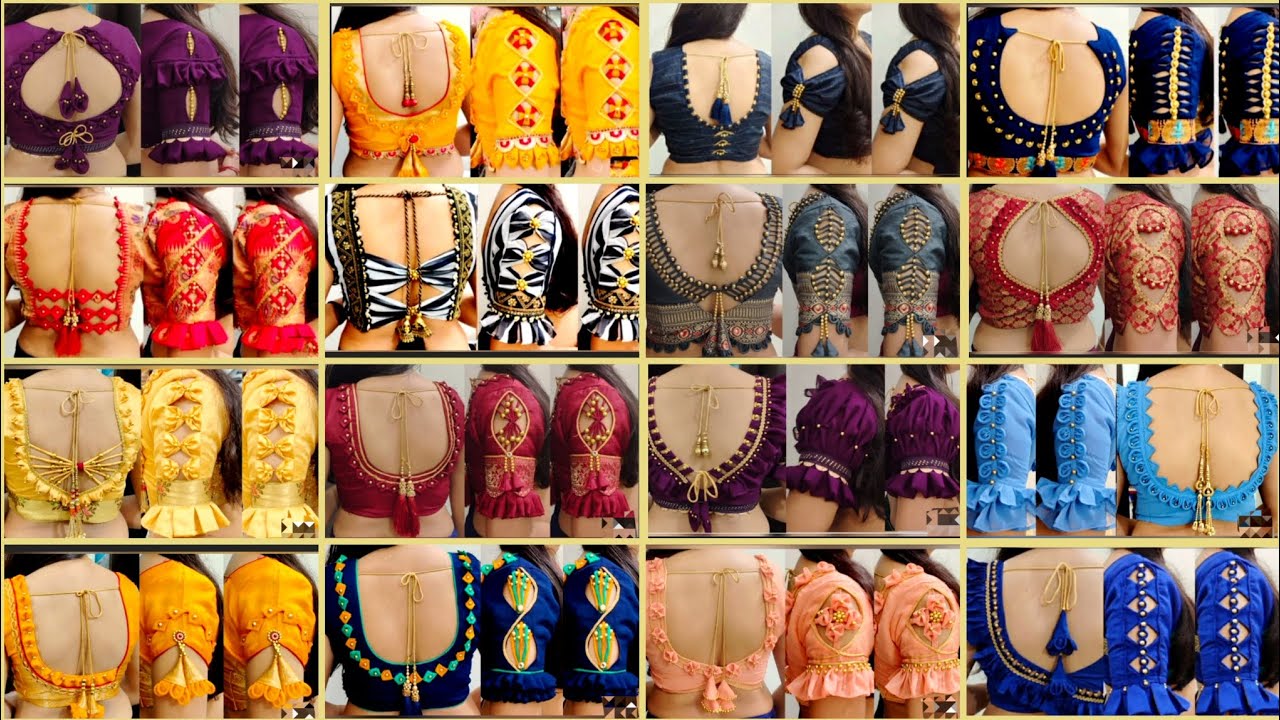 blouse back neck design and matching sleeves design ||blouse gala ...