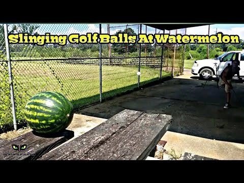 Slinging Golf Balls At A Watermelon - YouTube