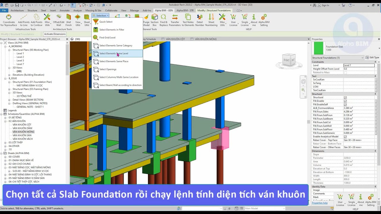 Calculate the Formwork Area | Tính diện tích Ván Khuôn | Tool Revit ...