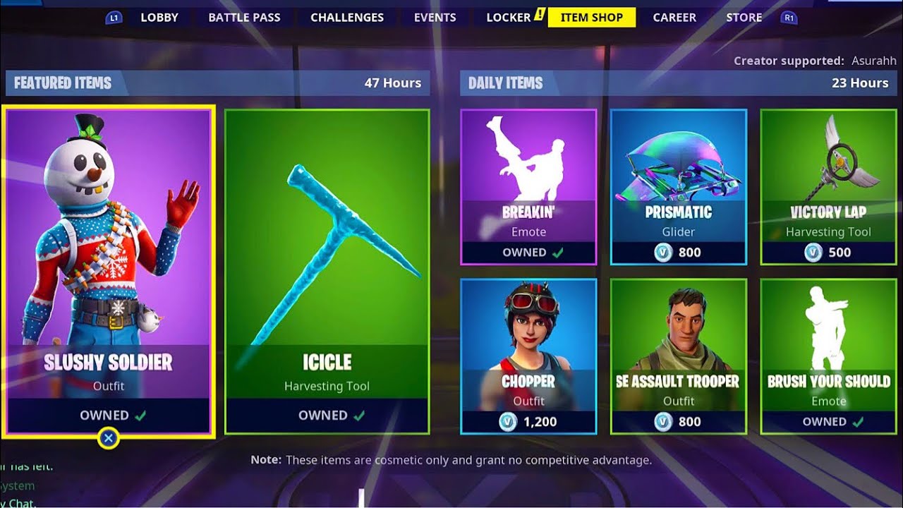 SLUSHY SOLDIER | ICICLE | HIGHRISE ASSAULT TROOPER | CHOPPER; Item Shop ...