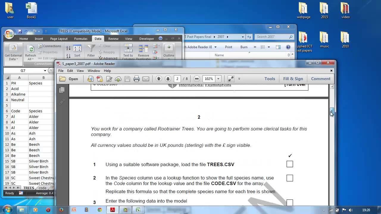 excel 2007 sample paper grade 10 - YouTube