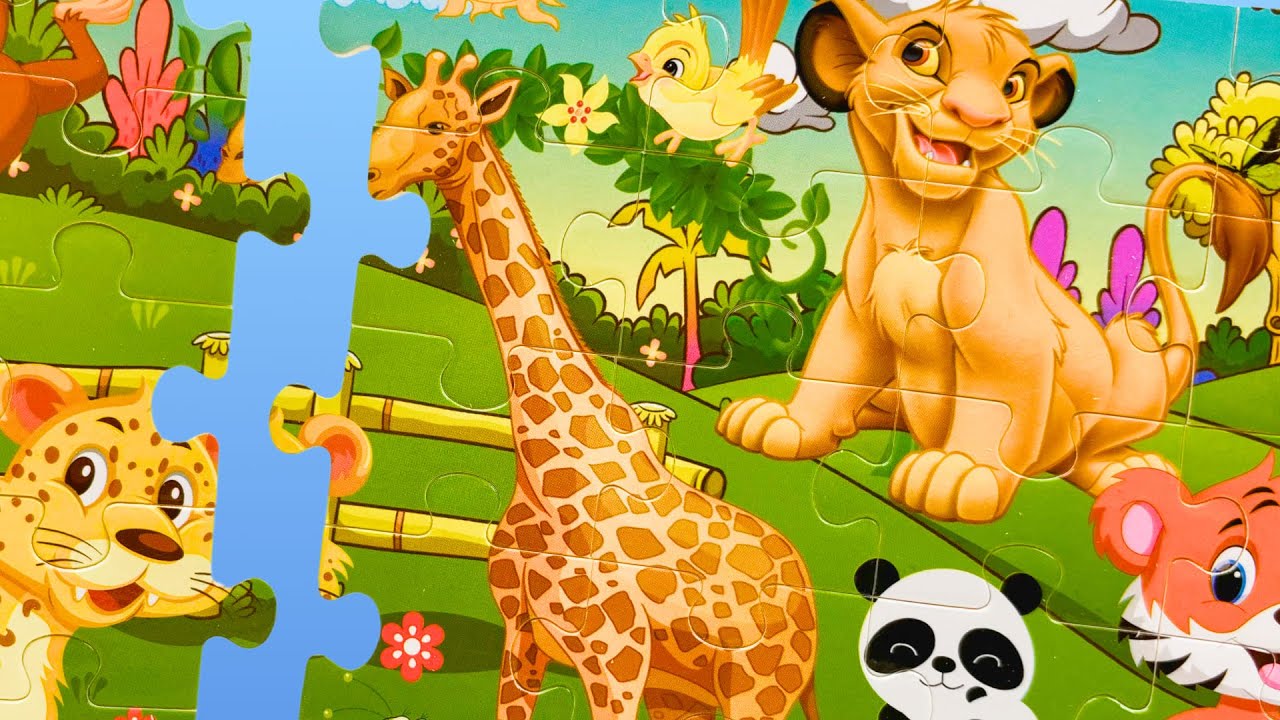 Learn Wild Animals Name and Solve Puzzle For Kids | Toddler Learning ...
