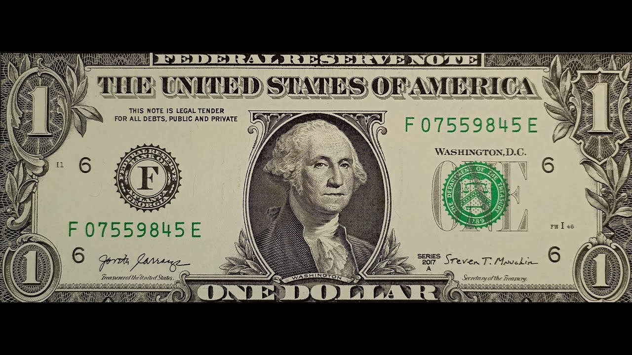 USA 1 DOLLAR 2017 GEORGE WASHINGTON BANKNOTES PAPER MONEY NOTE ...
