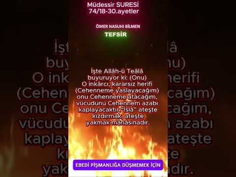 (Onu) O inkârcı, kararsız herifi (Cehenneme yaslayacağım) onu Cehenneme atacağım, müdessir 18 30