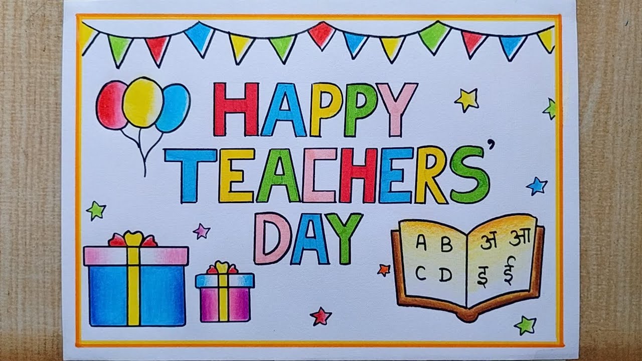 Teachers day drawing easy| Teacher Day Poster drawing| Happy Teachers ...