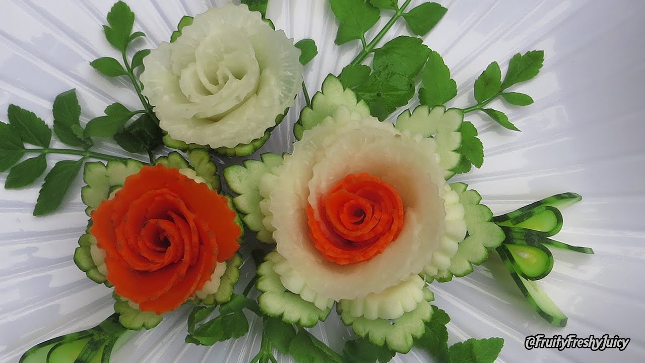 Most Satisfying Rose Vegetable Designs – How to Carve Flowers from ...