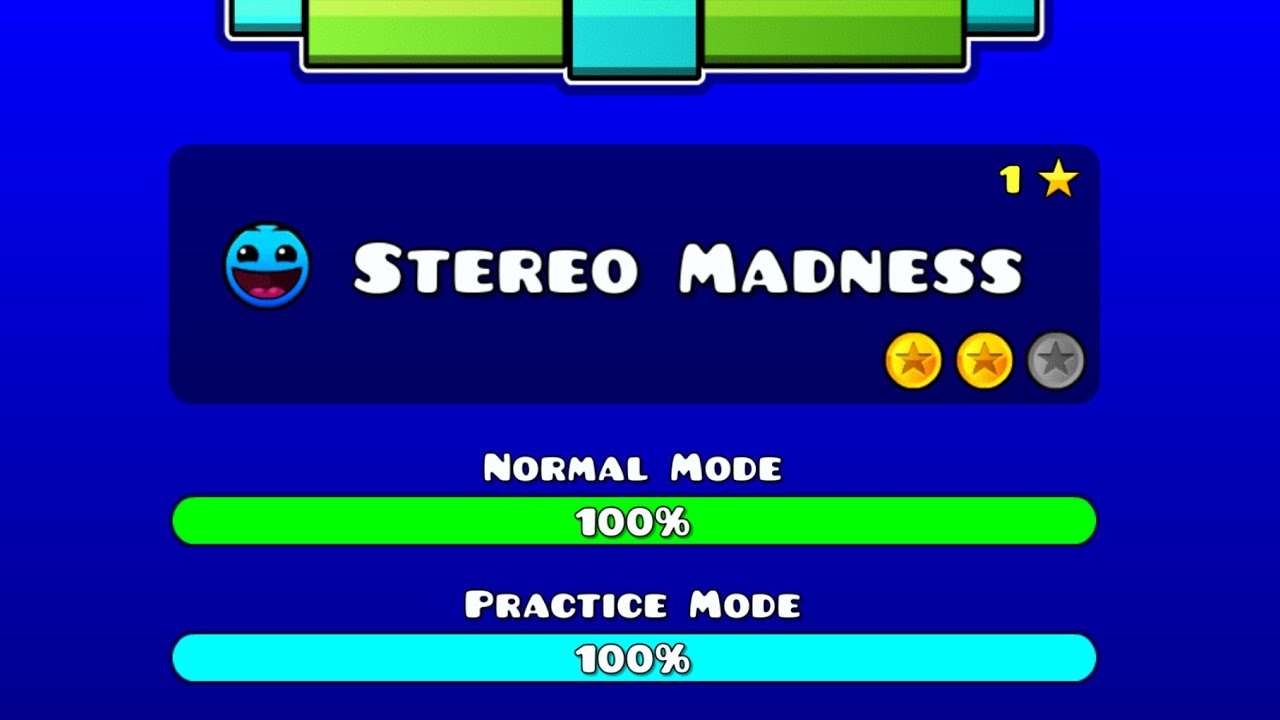 Stereo madness 1st try geometry dash - YouTube
