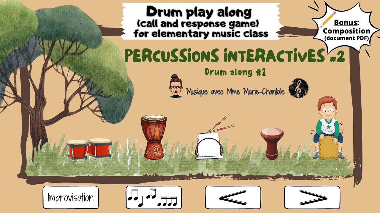 Drum play along #2 for elementary music class - call and response ...