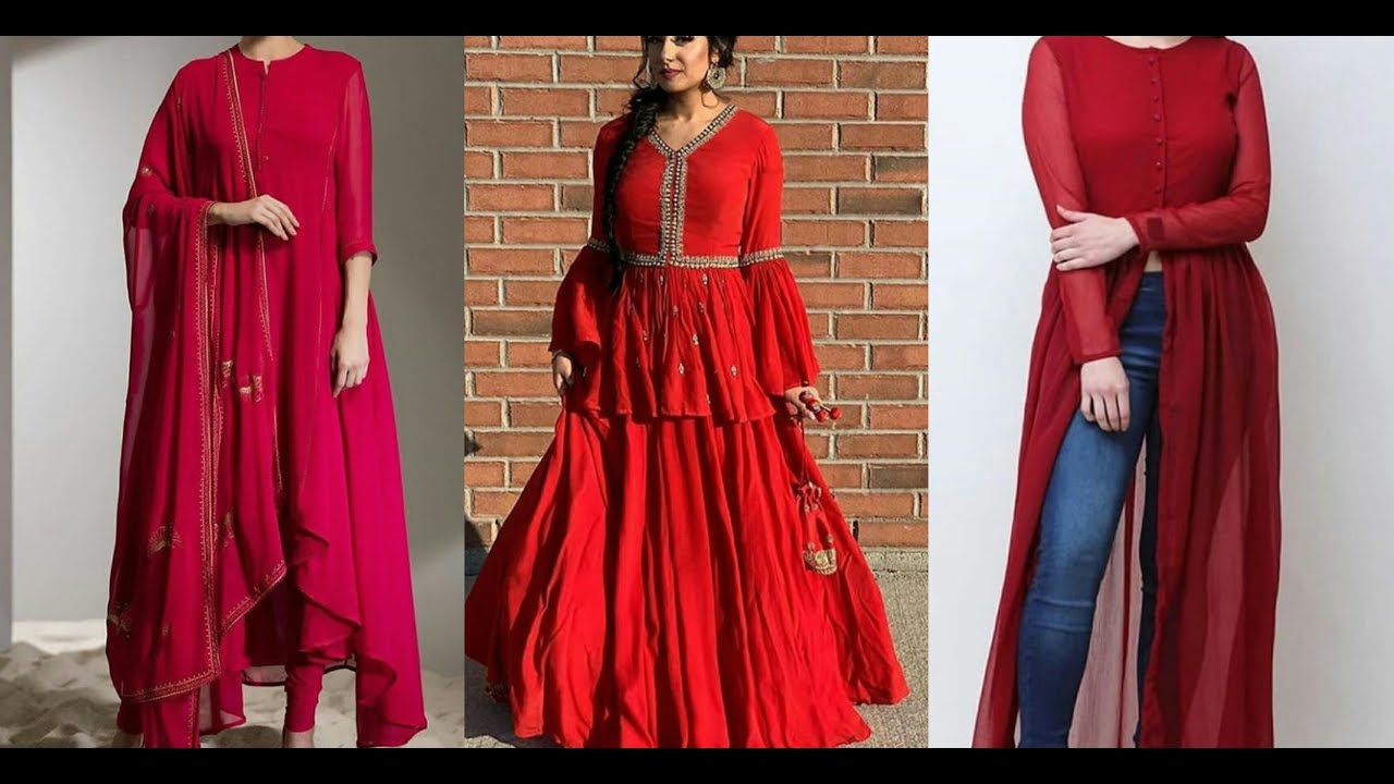 Latest & beautiful Party Wear Red color dresses - YouTube