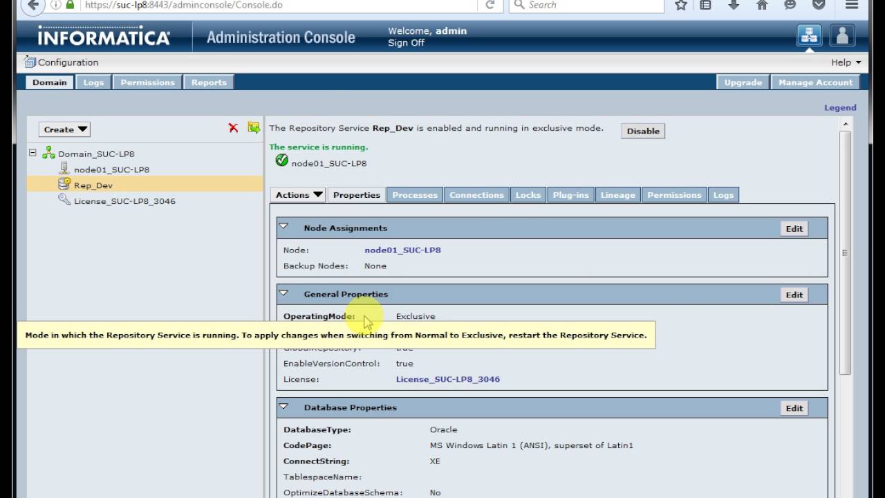 Informatica repository creation | Informatica services creation ...