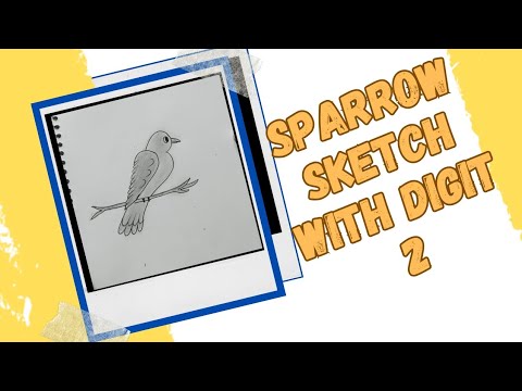how to draw sparrow with easy way | draw sparrow with digit 2 | simple ...