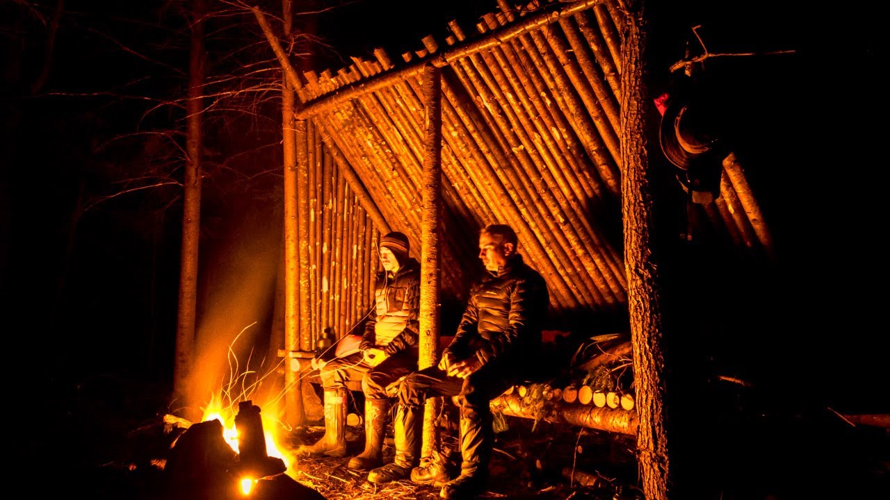 Bushcraft Camp Super Shelter Build - YouTube