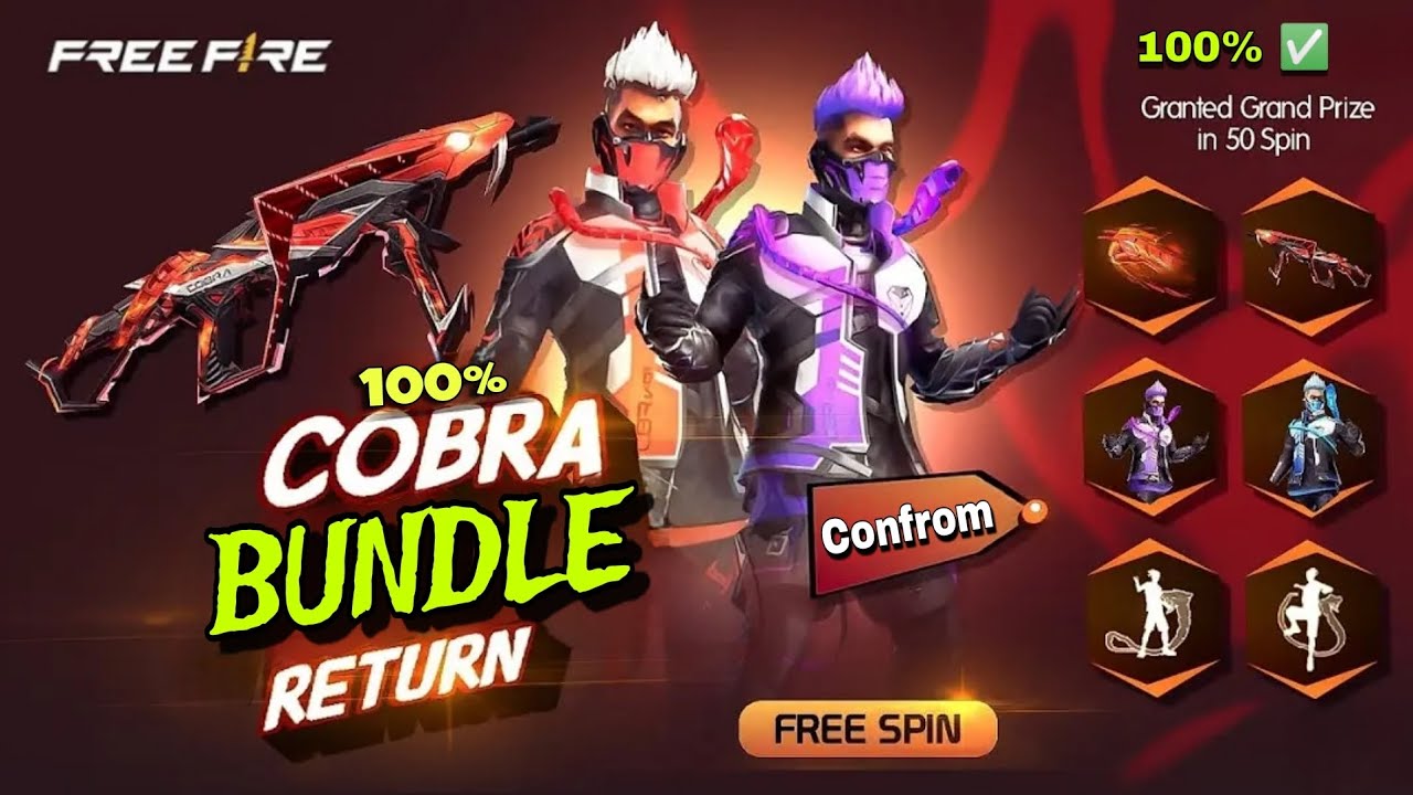 FreeFire Legendary Cobra Bundle Return 100% Confrom Date | Cobra bundle ...