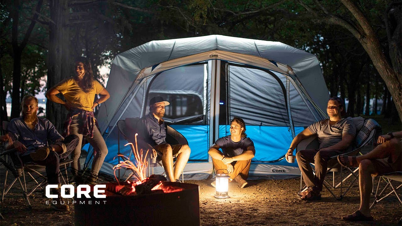 CORE Equipment 10 Person Lighted Instant Cabin Tent Setup - YouTube