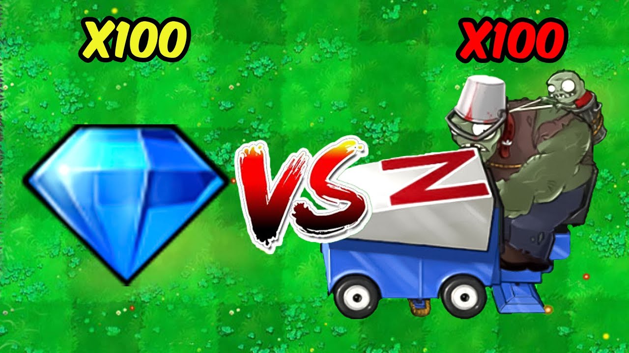 PVZ Hybrid Challenge 100 Random Plants Diamond Vs 100 Zomboni ...