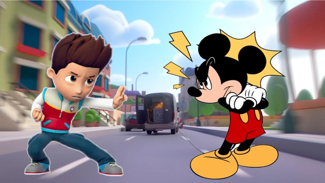 Paw Patrol Ryder vs Mickey Mouse - Pups Ryder Subway Run vs Mickey ...
