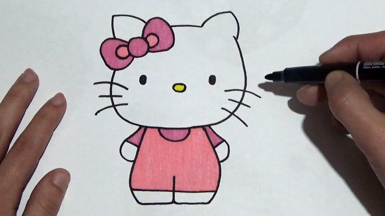 Cómo dibujar a Hello Kitty fácil y paso a paso - YouTube